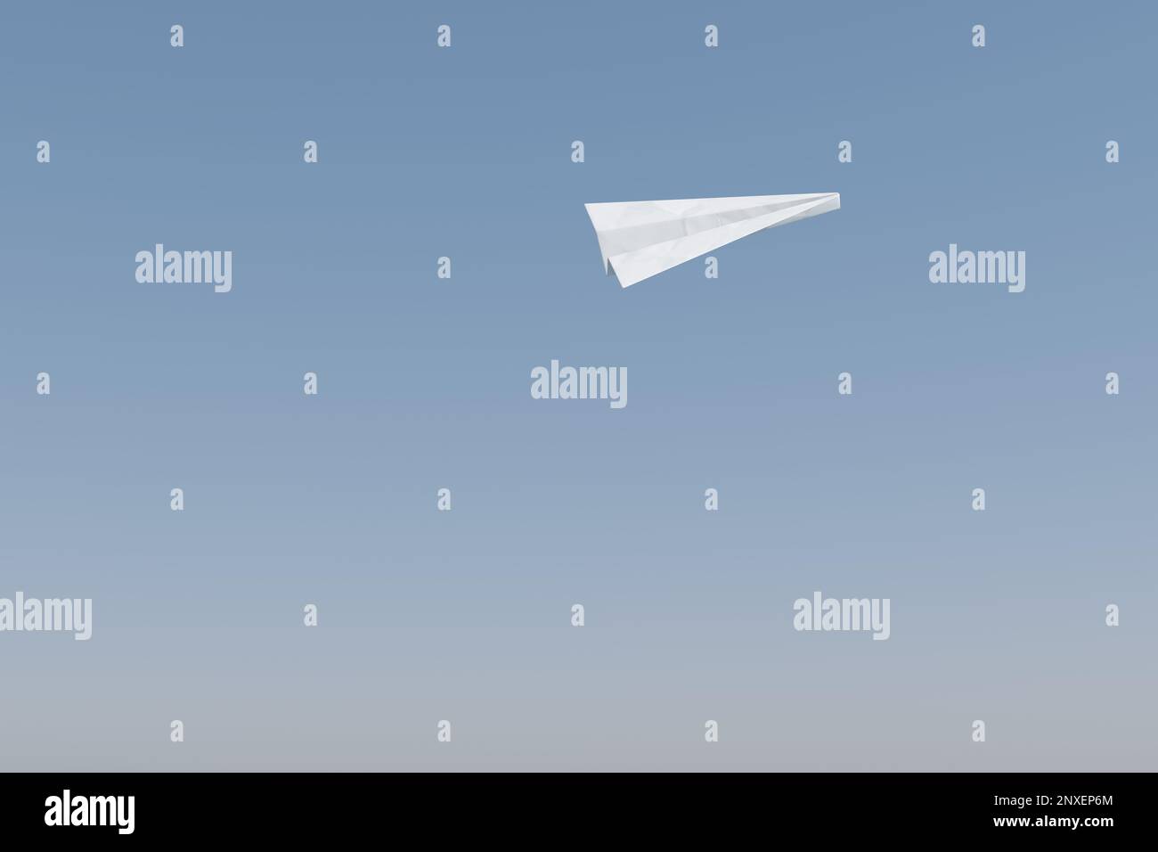 Paper plane flying on blue sky background. 3D illustration for web ...