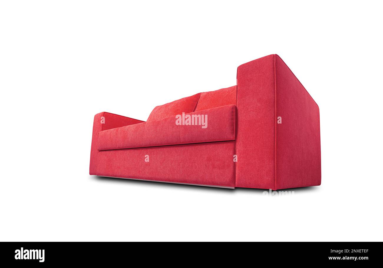 Red soft sofa isolated on white background Stock Photo - Alamy