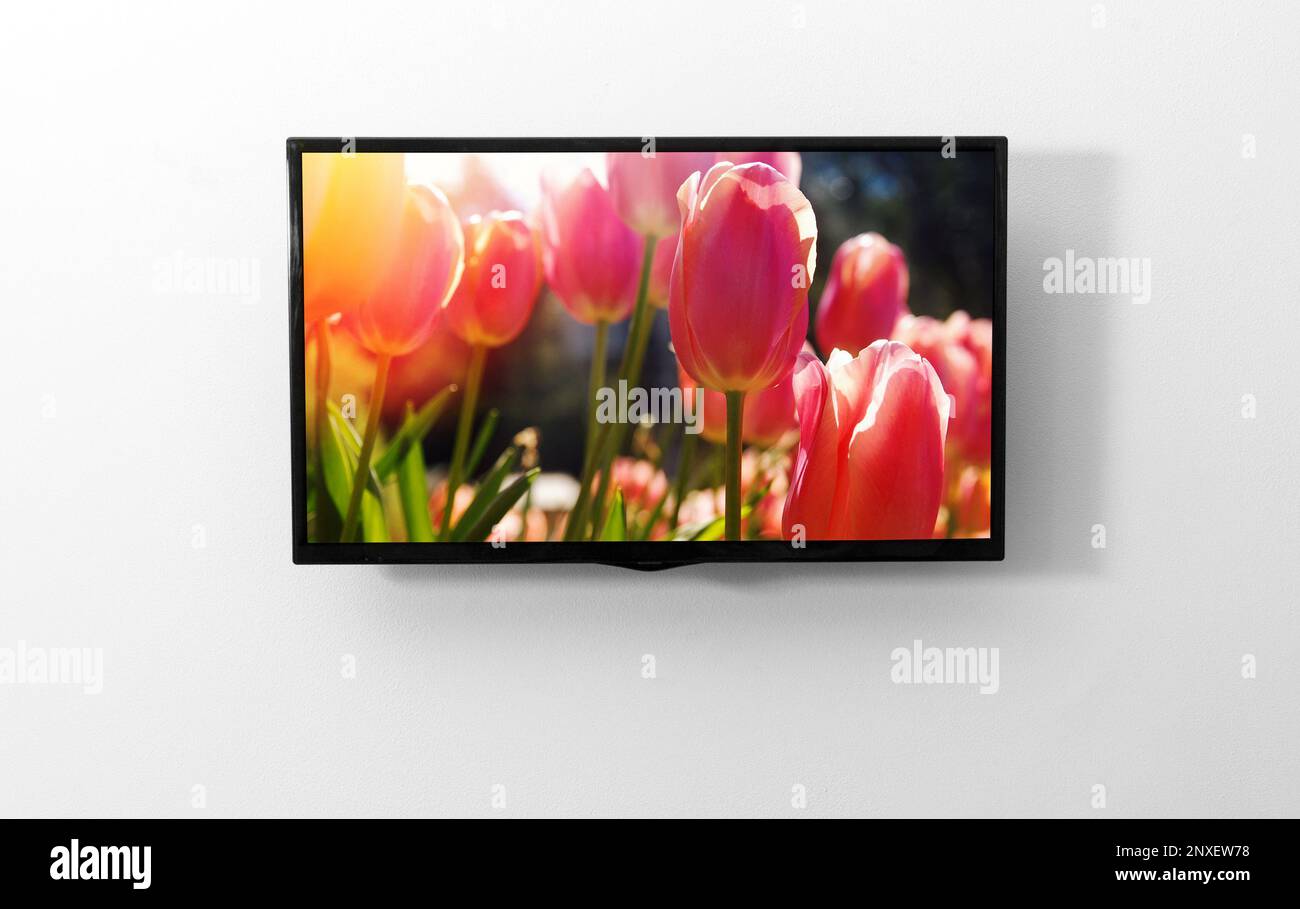 TV monitor on the wall Stock Photo - Alamy