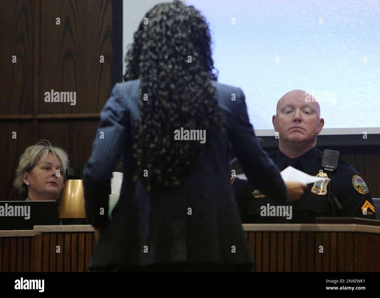 Assistant Prosecutor Crystle Carrion gives evidence to Officer Adam ...