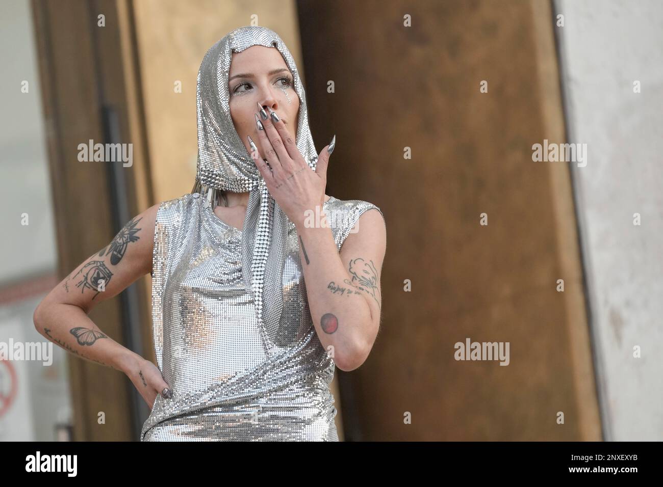 Halsey poses for photographers upon arrival at the Paco Rabanne Fall ...