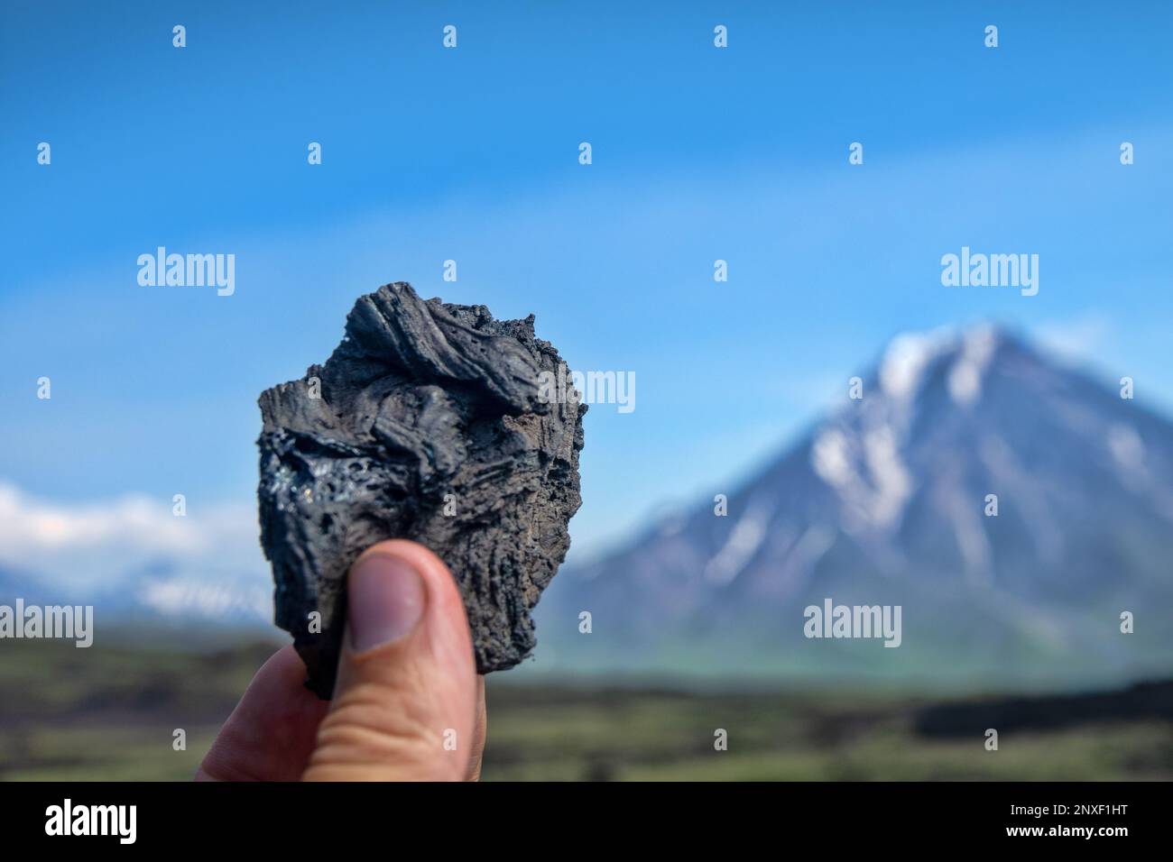 Variety of forms of basalt solidified lava (clinker): hawaiian is main ...