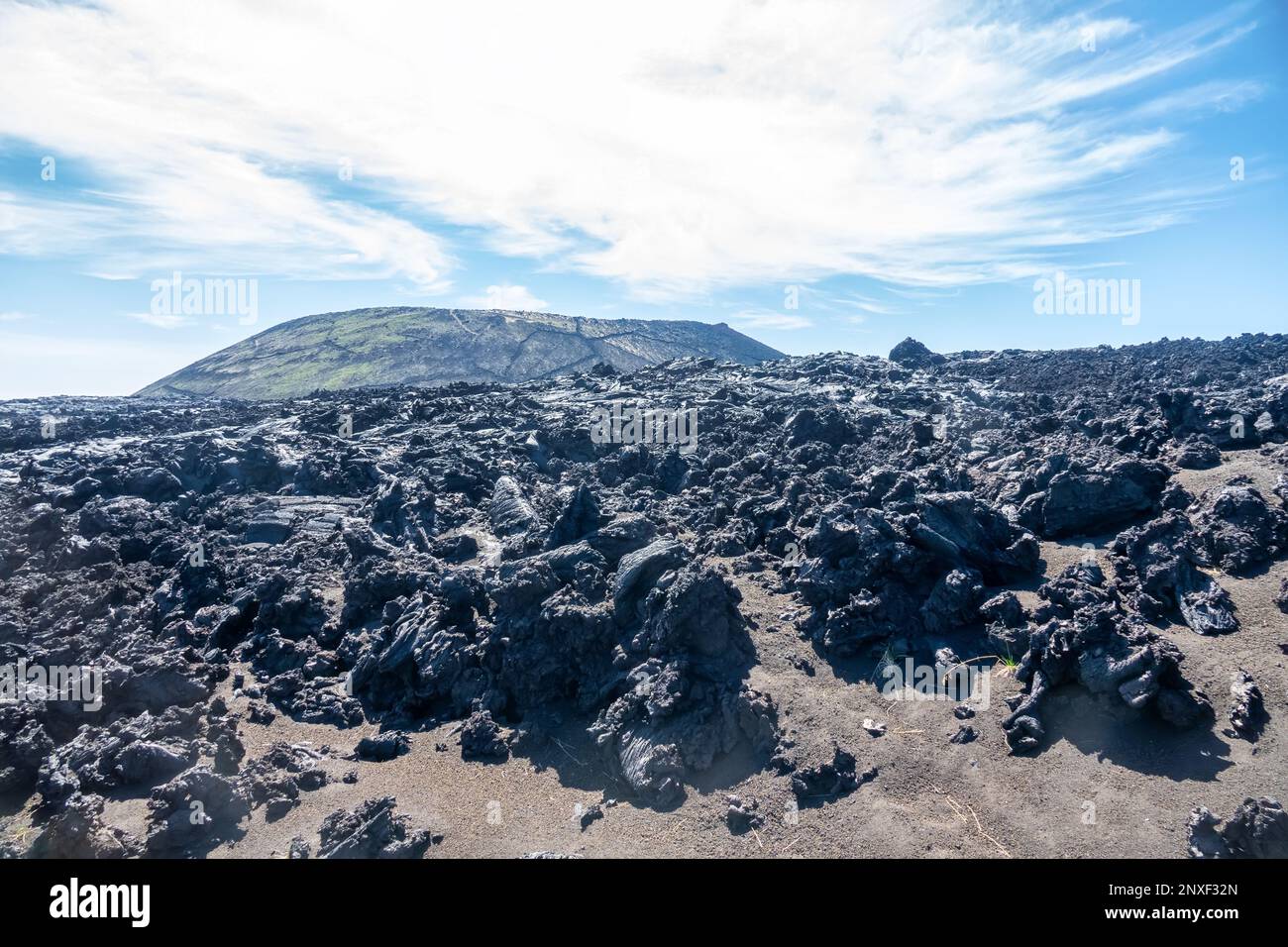 Variety of forms of basalt solidified lava (clinker): hawaiian is main ...