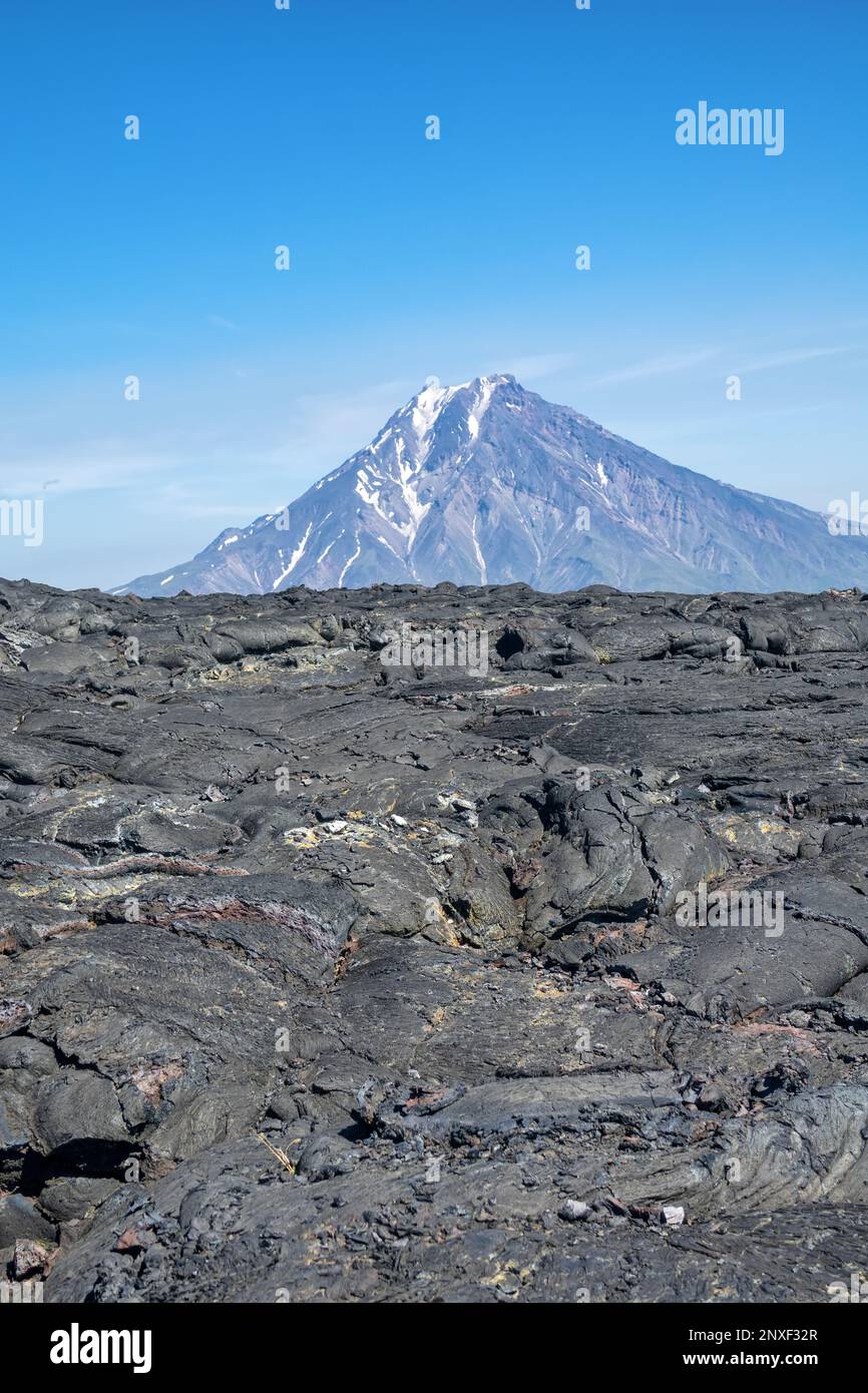 Basalt solidified lava (clinker): dermolithic lava cascade, through ...