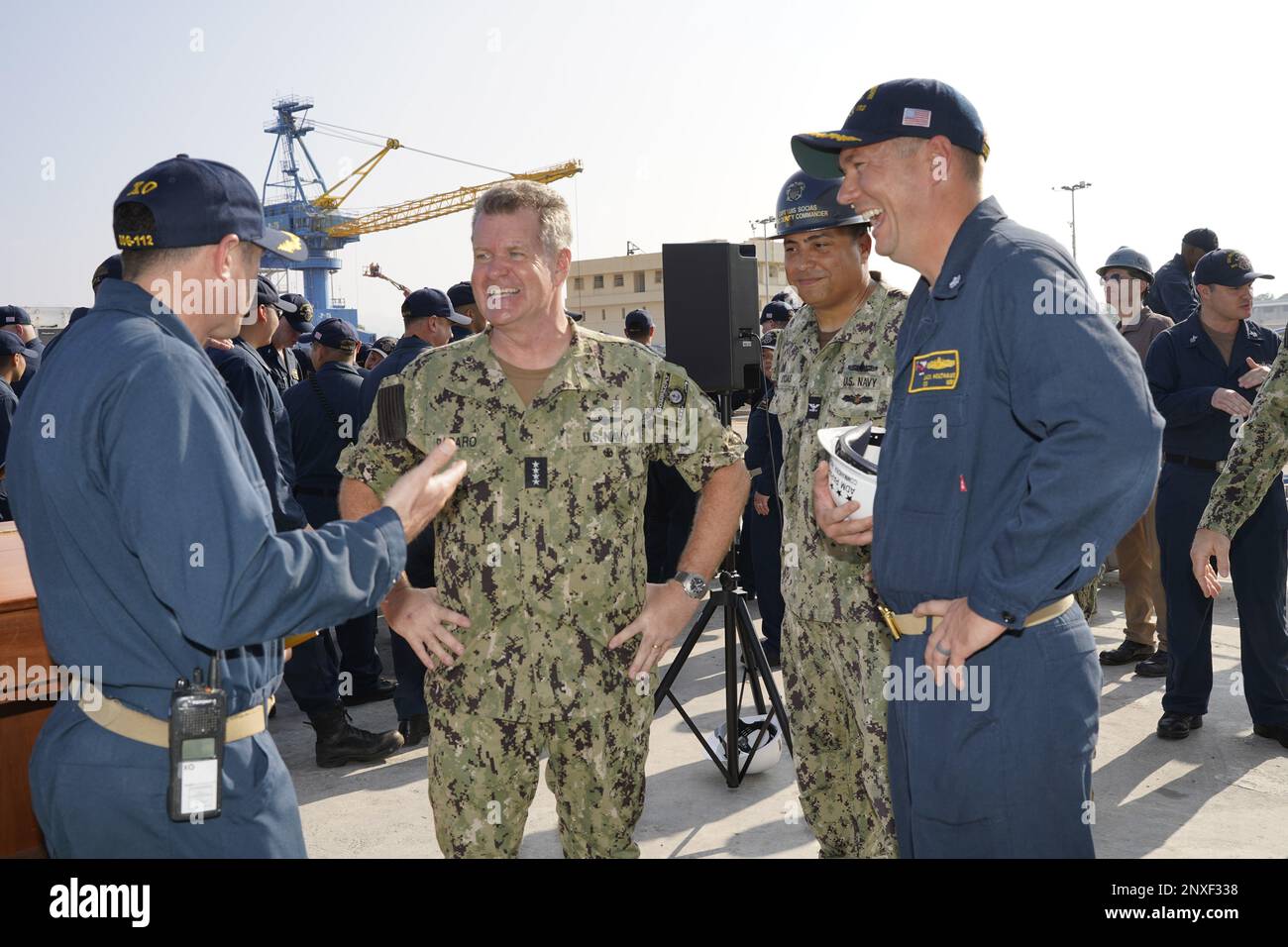 Adm. Samuel Paparo (center), commander, U.S. Pacific Fleet, meets with ...