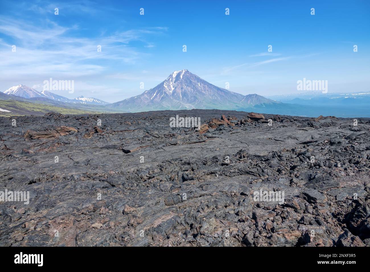 Variety of forms of basalt solidified lava (clinker, block-lava ...