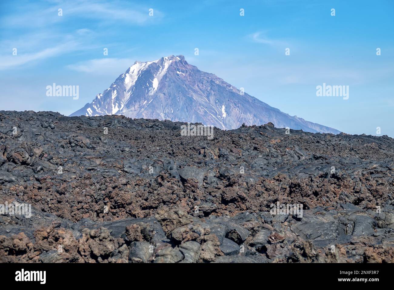 Variety of forms of basalt solidified lava (clinker, block-lava ...