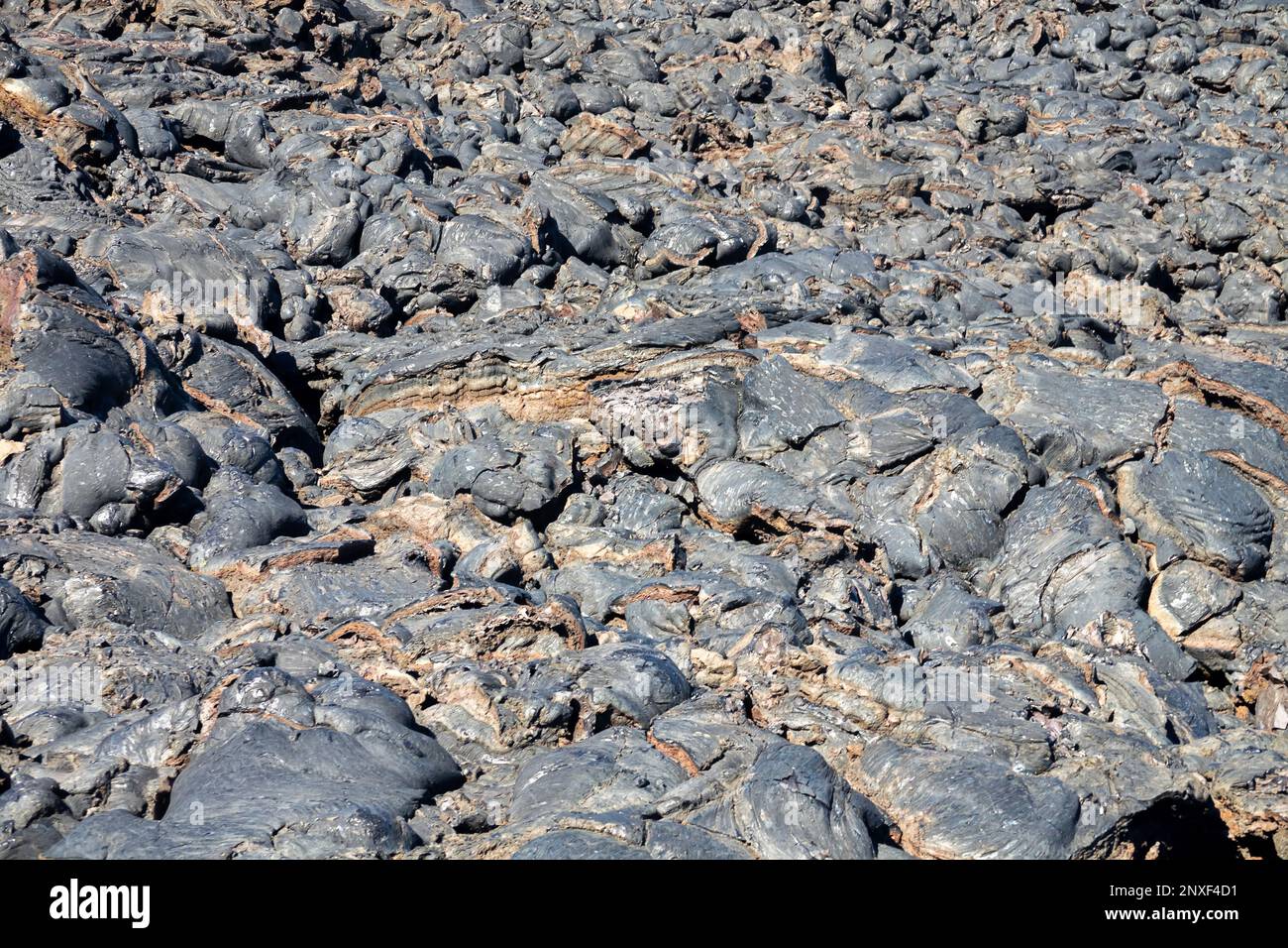 Variety of forms of basalt solidified lava (clinker, block-lava ...