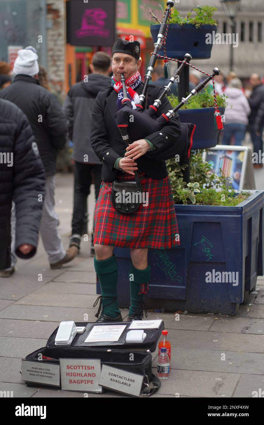 Scottish piper at Wales v England SIx Nations - pre match build up in ...
