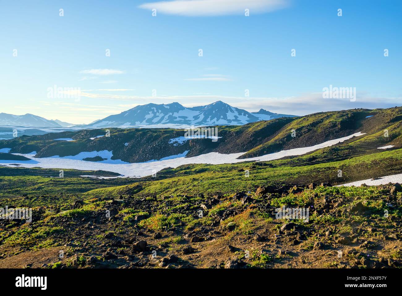 Panorama of old malpais. An changed lava field of type aa (pahoehoe ...