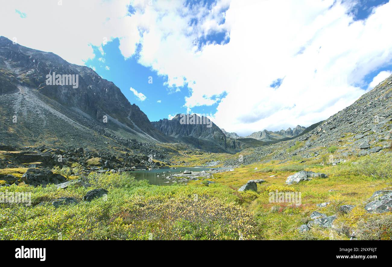 Orography, geology. Old alpine glacier trog, alpine tundra in the ...