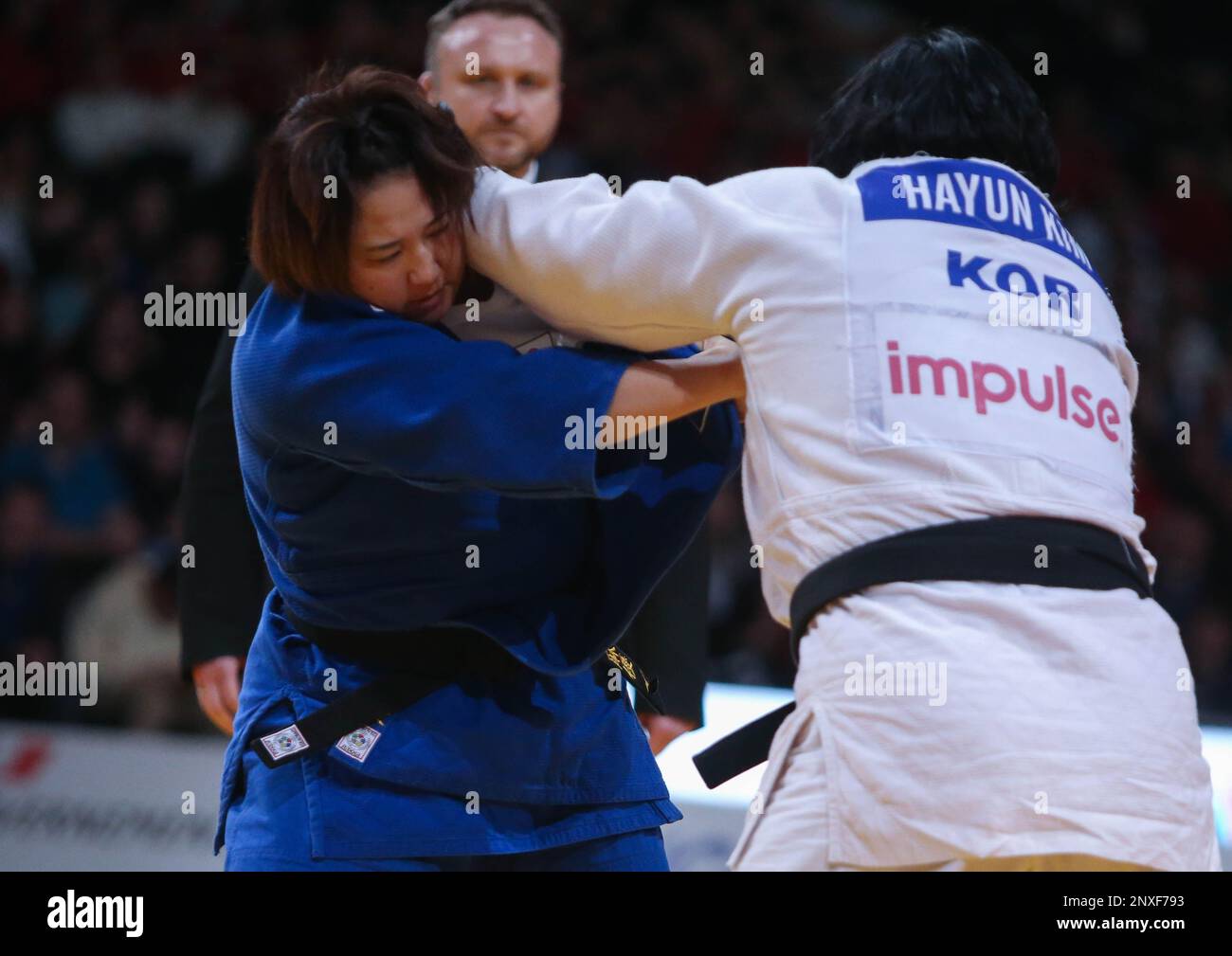 KIM HAYUN of REPUBLIC OF KOREA and AKIBA MAYA of JAPAN during of the ...