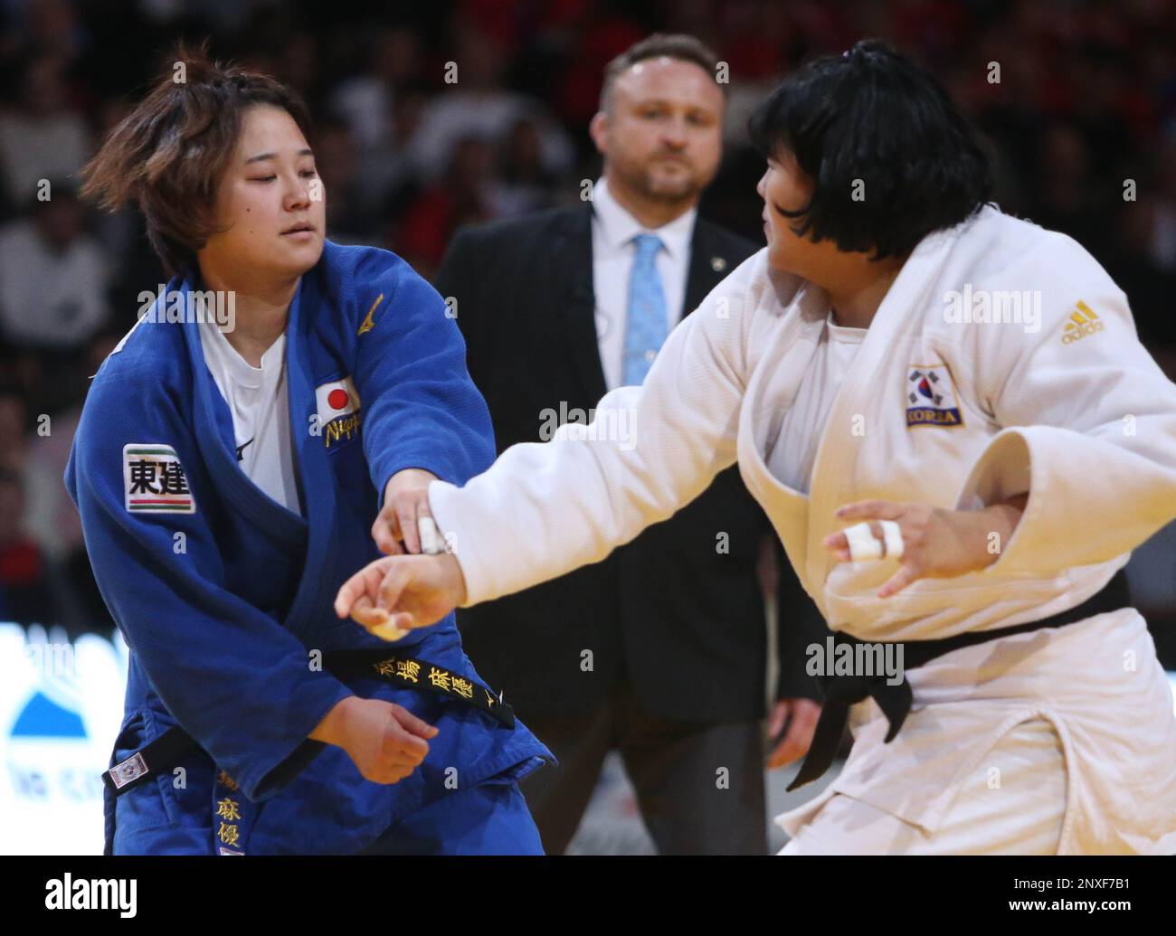 KIM HAYUN of REPUBLIC OF KOREA and AKIBA MAYA of JAPAN during of the ...