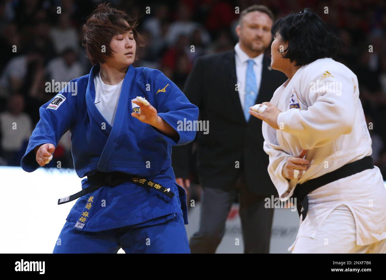 KIM HAYUN of REPUBLIC OF KOREA and AKIBA MAYA of JAPAN during of the ...