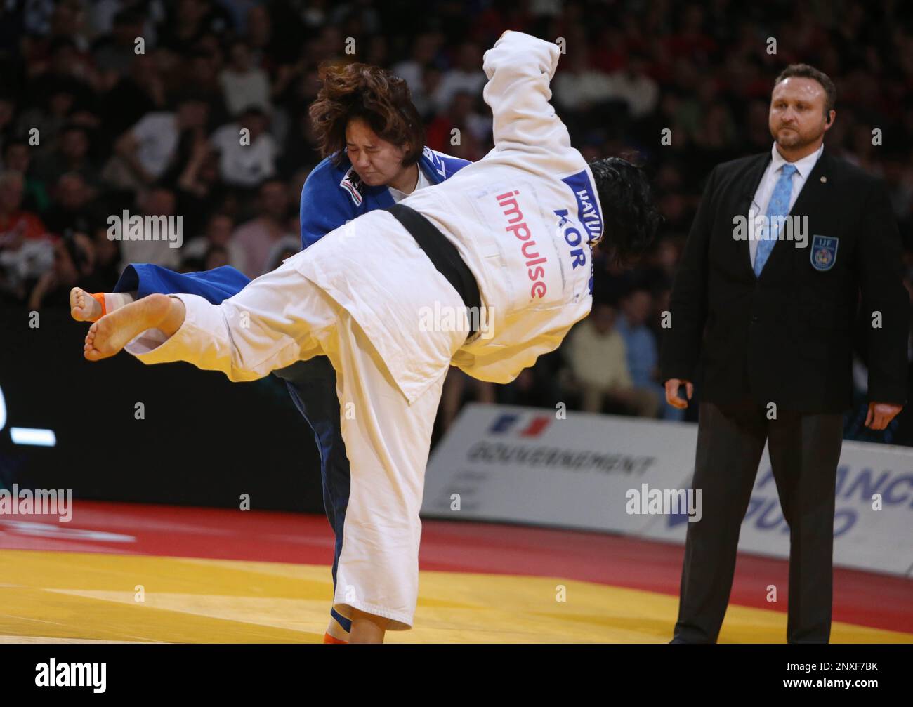 KIM HAYUN of REPUBLIC OF KOREA and AKIBA MAYA of JAPAN during of the ...