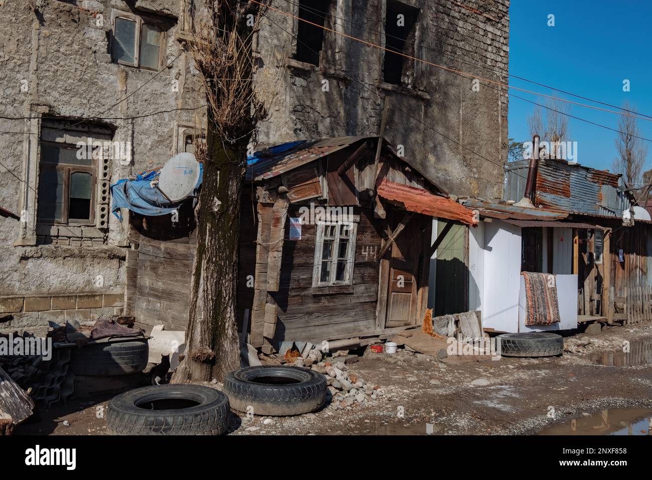 Old shabby houses in the slum district Stock Photo - Alamy