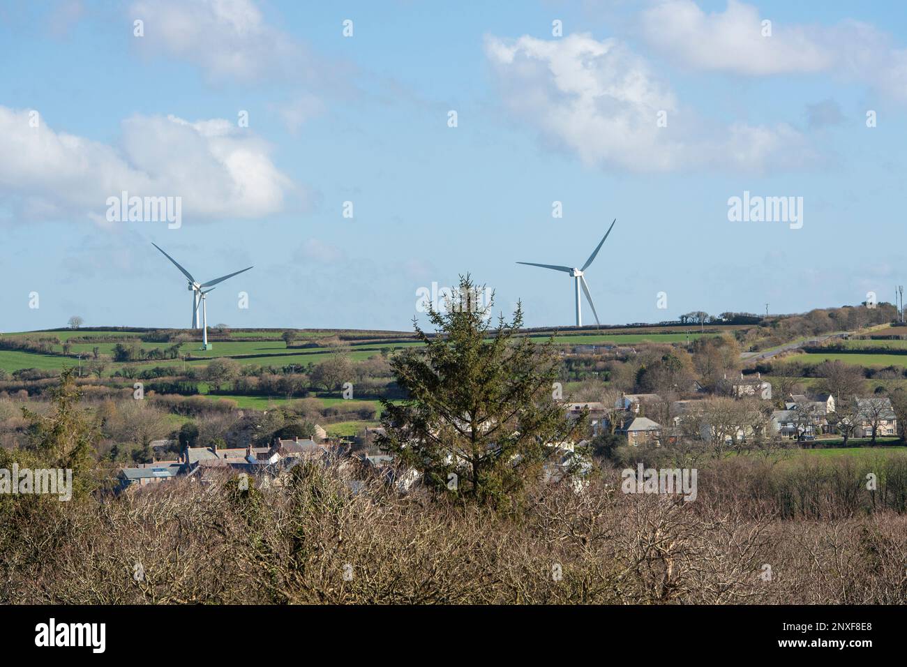 wind turbines on a hill Stock Photo - Alamy