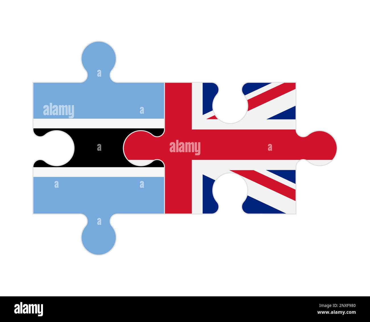 Connected puzzle of flags of Botswana and United Kingdom, vector Stock ...