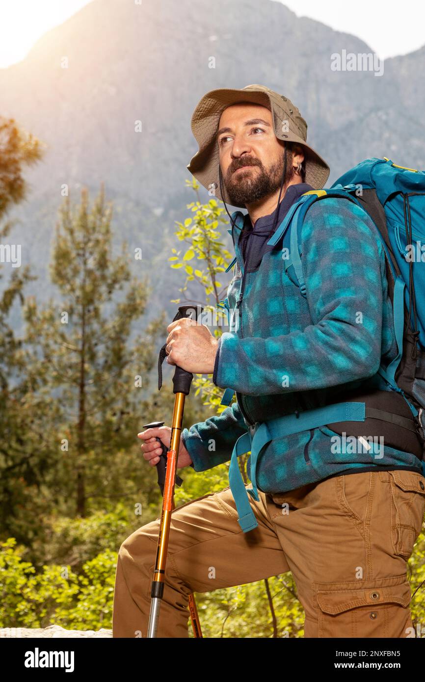 Forest walk and camping adventures Stock Photo - Alamy