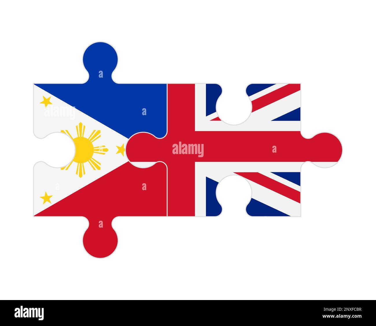 Connected puzzle of flags of Philippines and United Kingdom, vector ...