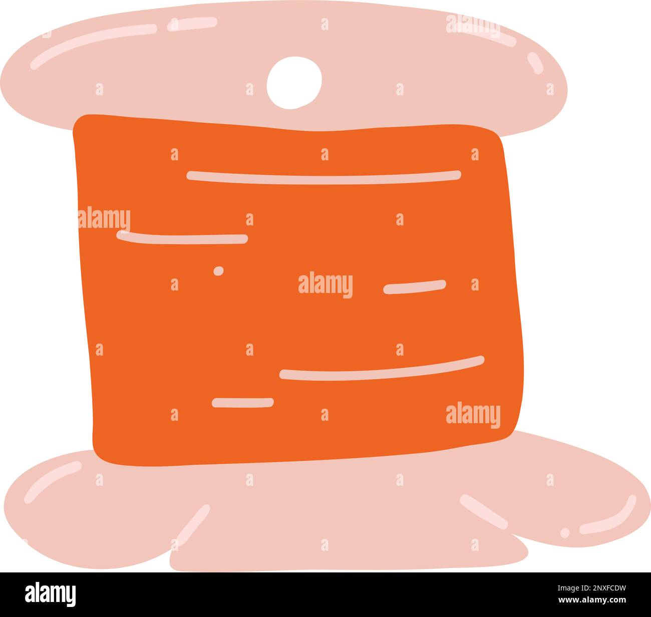 Bobbin with floss in cartoon flat style. Hand drawn vector illustration ...