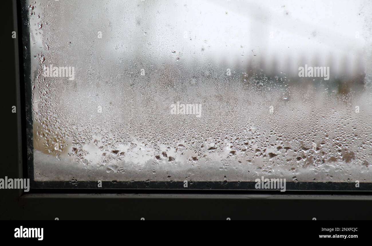 Fogging of metal plastic windows due to cooling and high humidity Stock ...