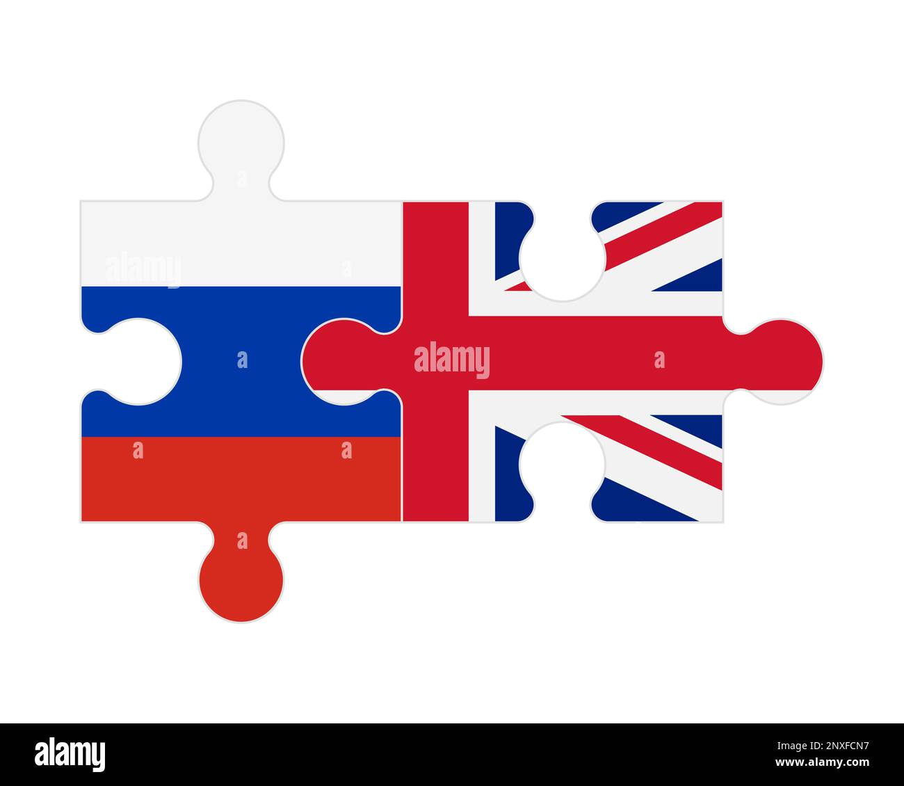 Connected puzzle of flags of Russia and United Kingdom, vector Stock ...
