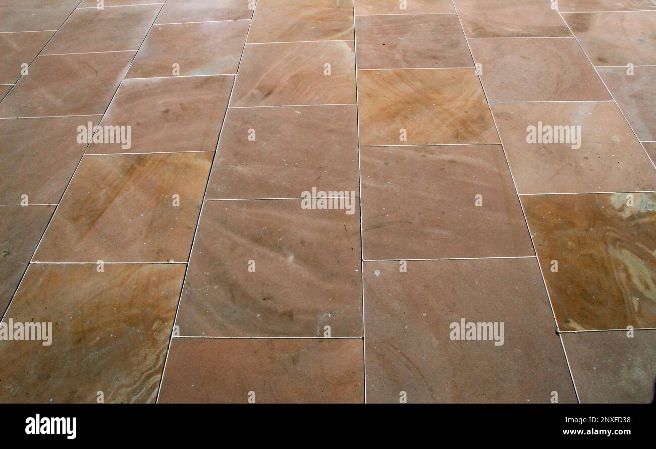 Split and processed red natural stone is used in construction Stock ...