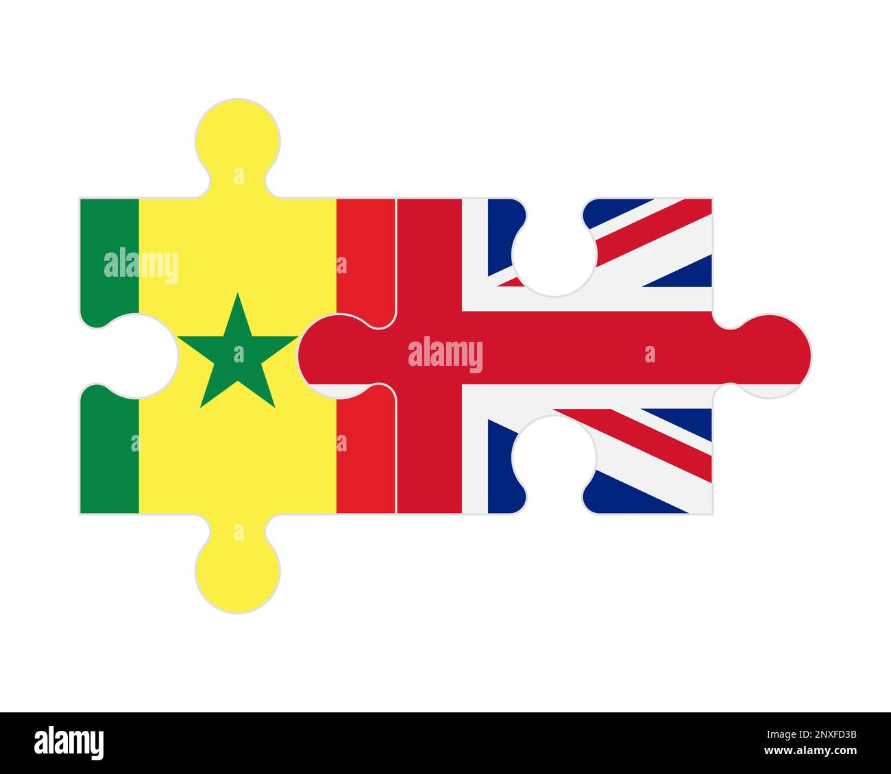 Connected puzzle of flags of Senegal and United Kingdom, vector Stock ...