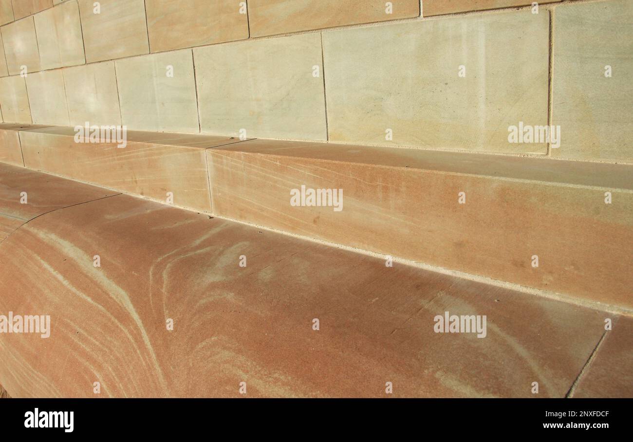 Split and processed red natural stone is used in construction Stock ...