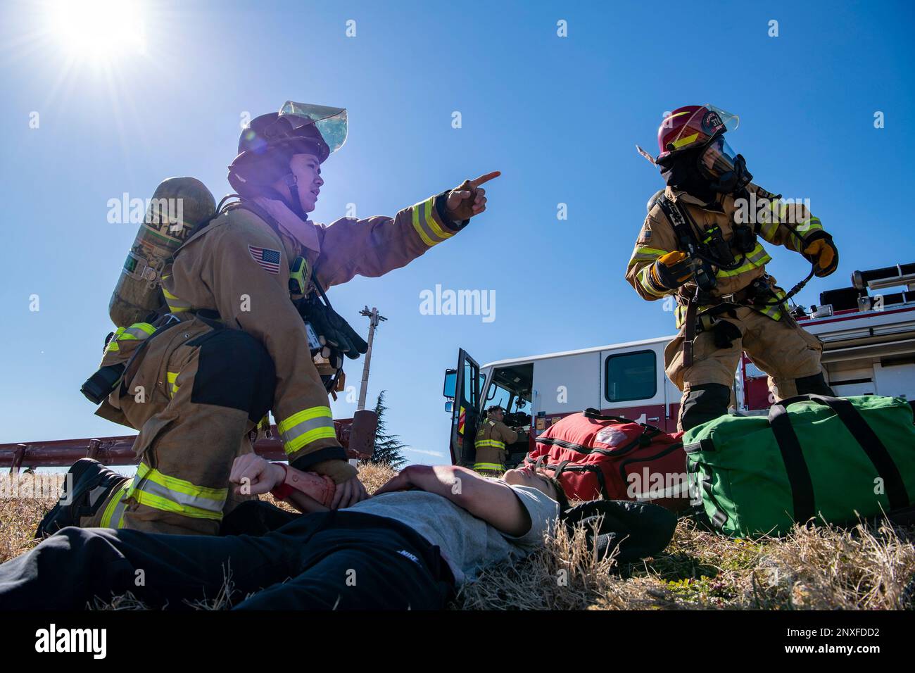 (Left to right) Airman 1st Class Jalen Brodit and Tetsuaki Nihei, 374th ...