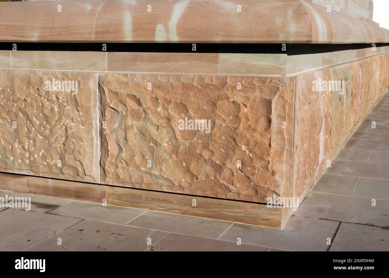 Split and processed red natural stone is used in construction Stock ...