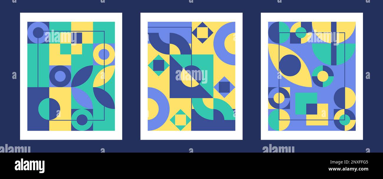 Abstract geometric posters set in neo geo style. Modern futuristic ...