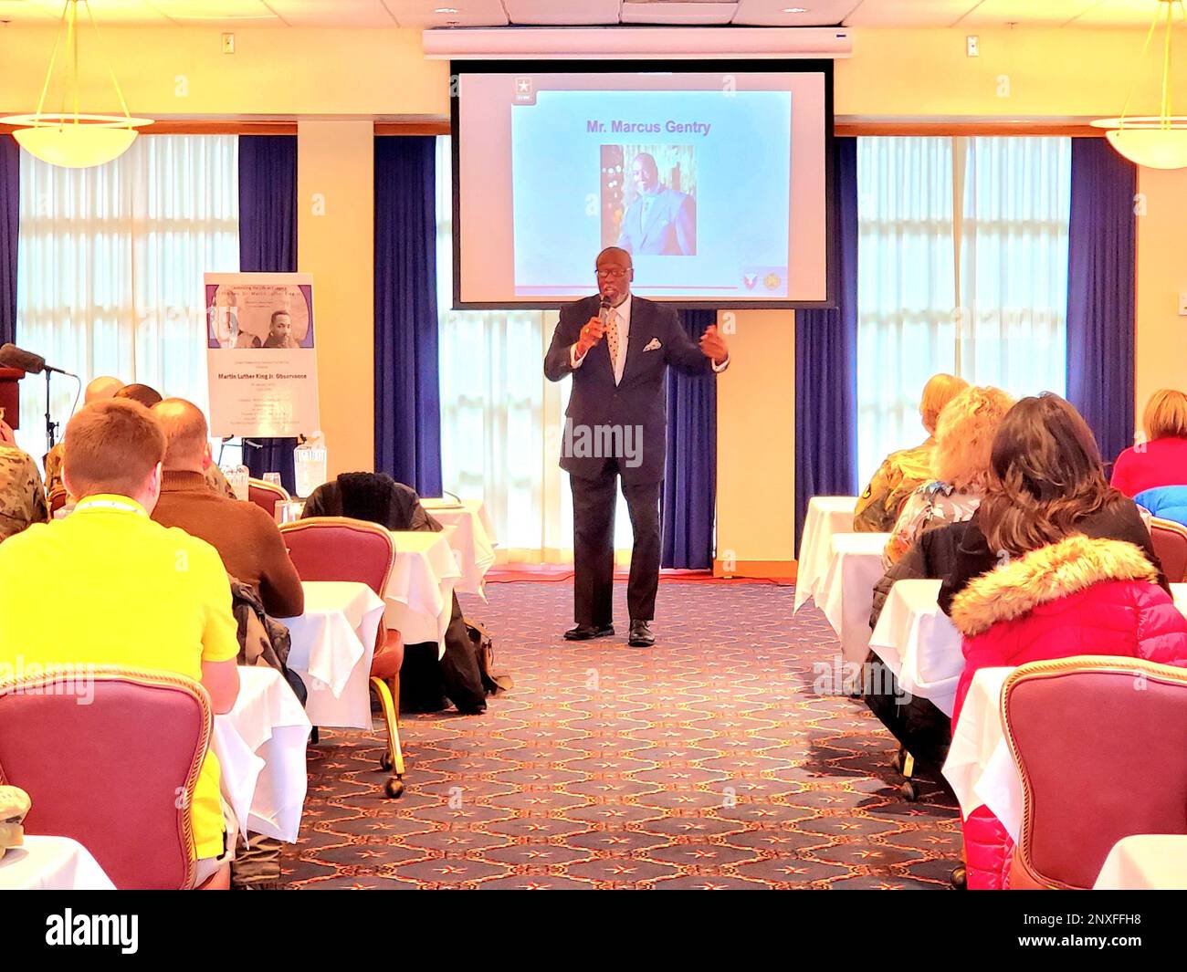 Guest speaker Marcus Gentry gives his presentation about Martin Luther ...