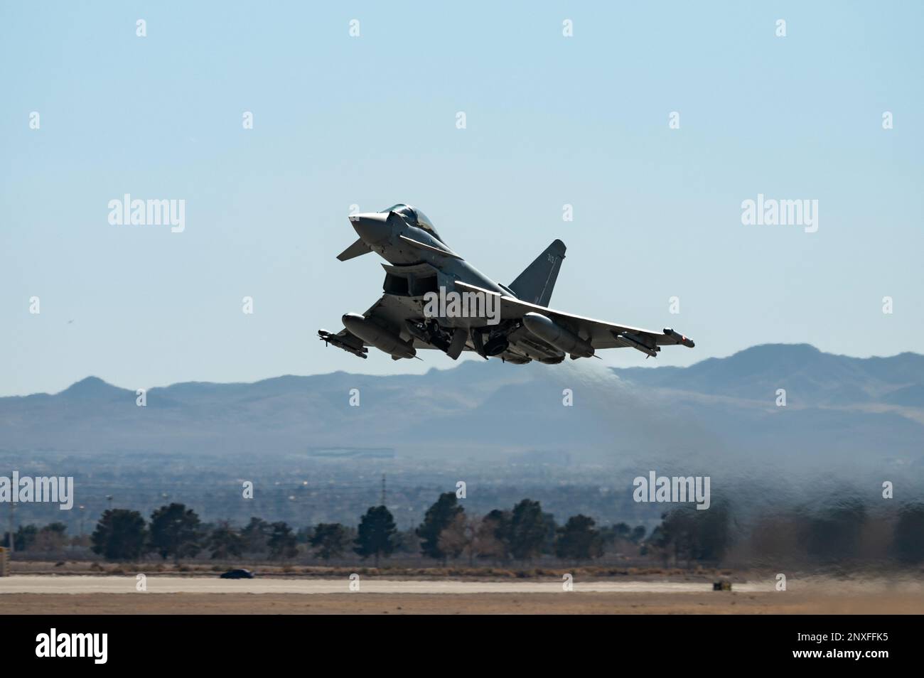 A Royal Air Force FGR-4 Typhoon takes off for a mission during Red Flag ...