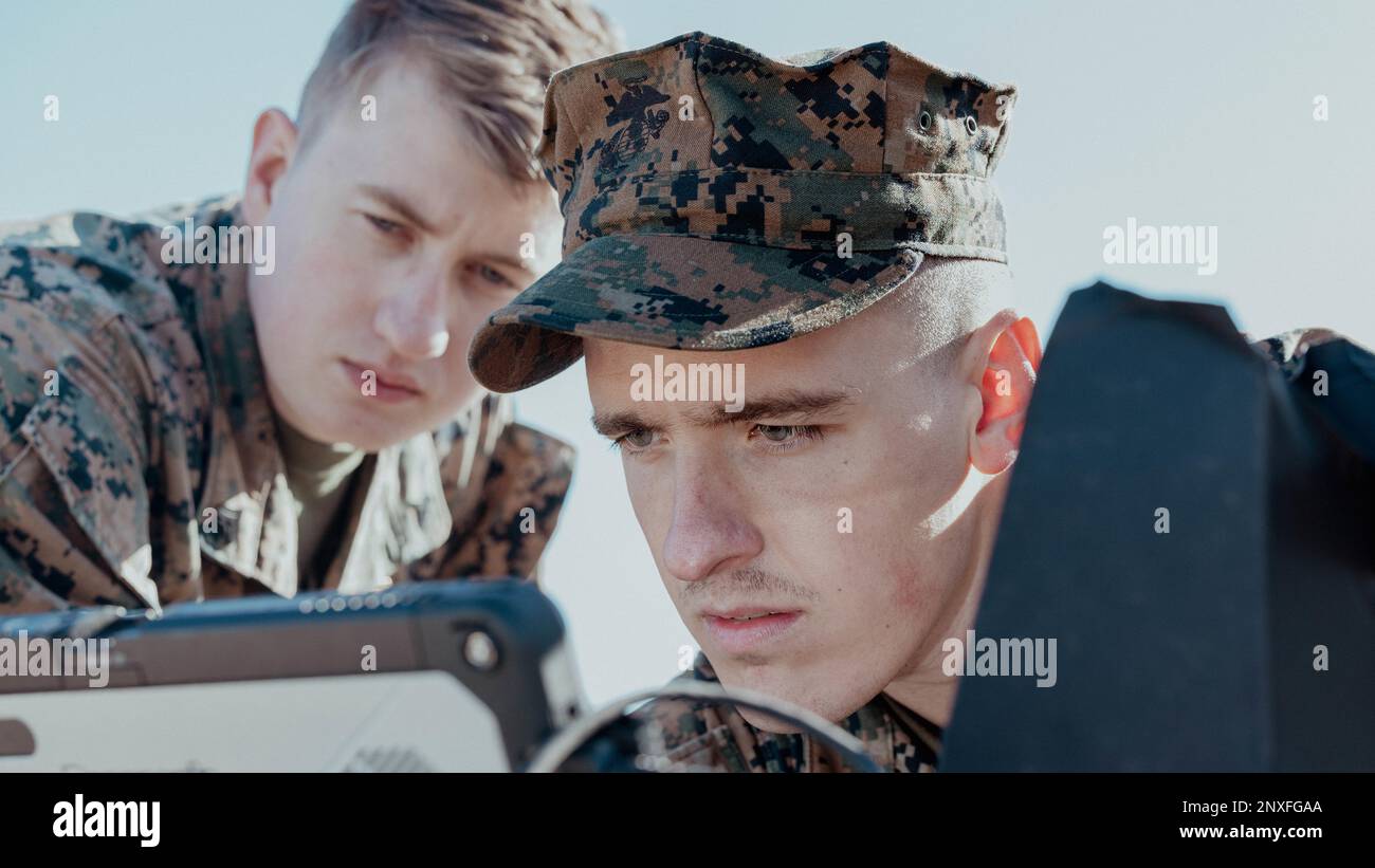 U.S. Marine Corps Cpl. Austin Chilton, left, and Cpl. Sean Curran, both ...