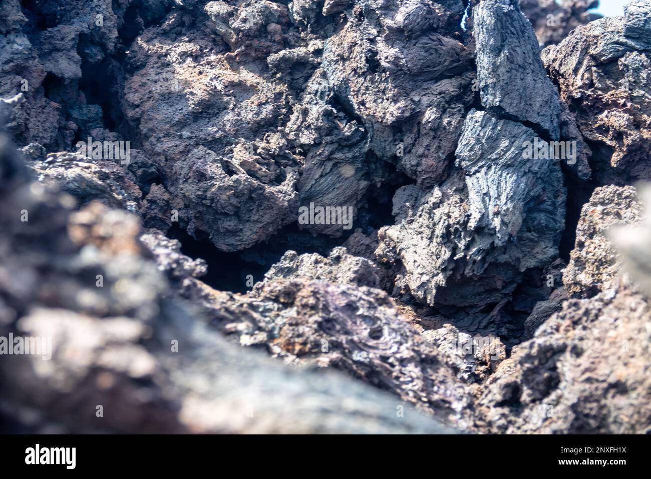 A variety of forms of basalt solidified lava (clinker, block-lava ...