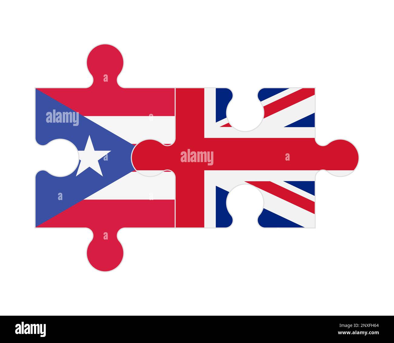 Connected puzzle of flags of Puerto Rico and United Kingdom, vector ...