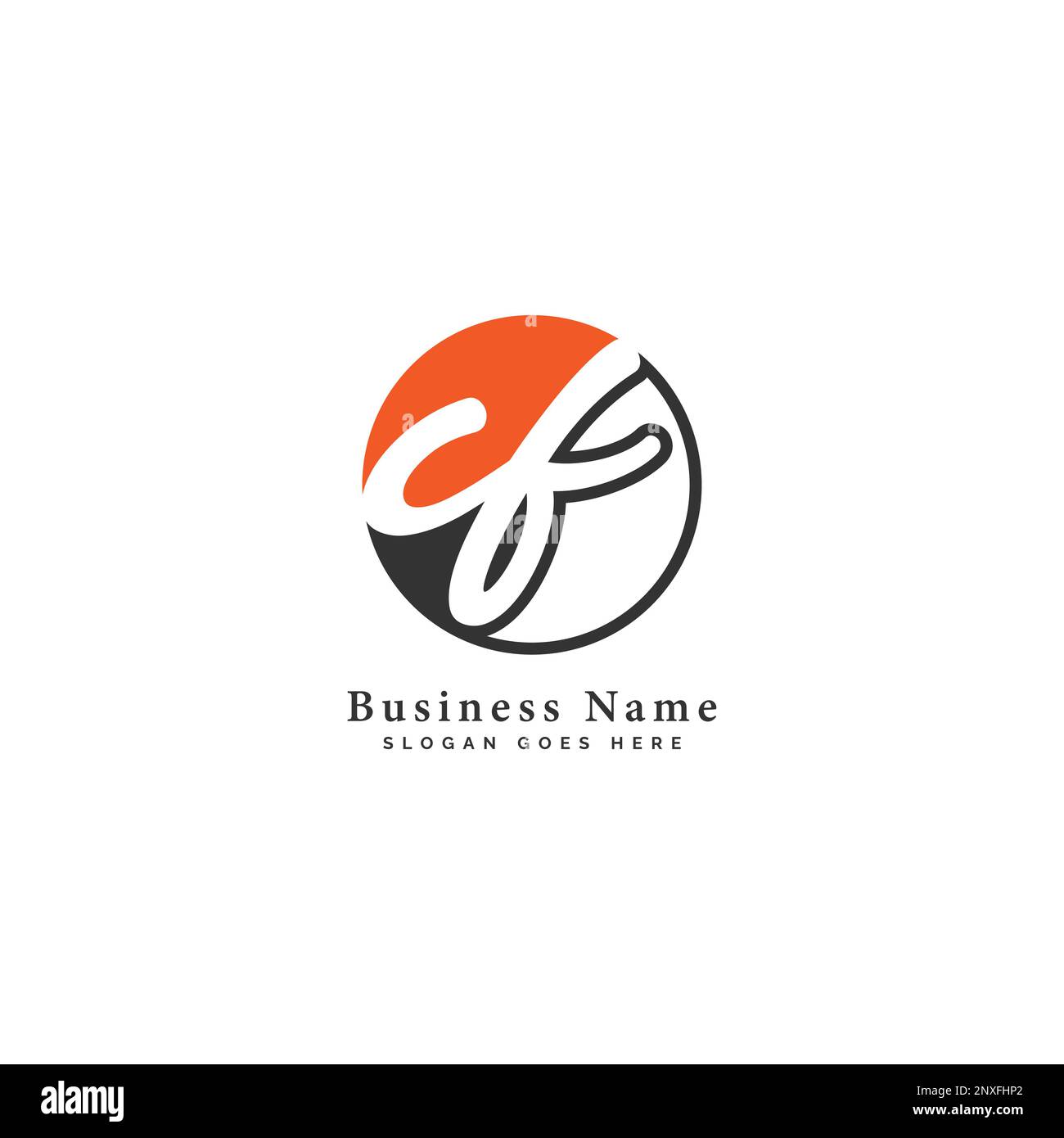 C, F, CF Initial letter handwritten and signature vector image template ...