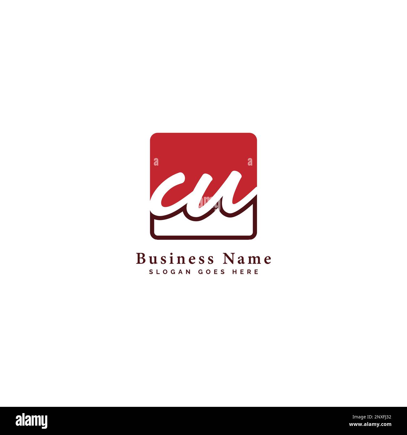 C U Cu Initial Letter Handwritten And Signature Vector Image Template In Square Shape Logo
