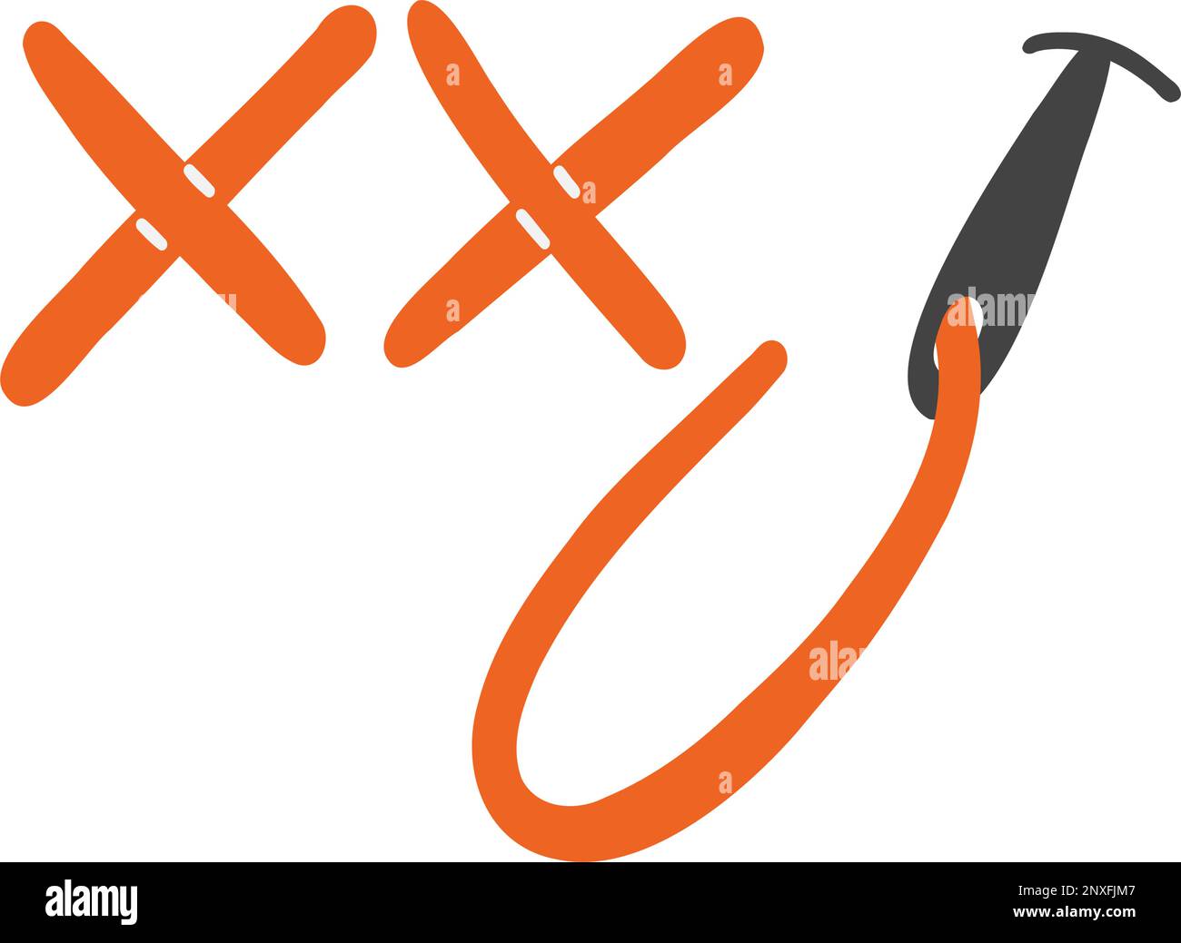 Cross stitches with needle and thread in cartoon flat style. Hand drawn ...