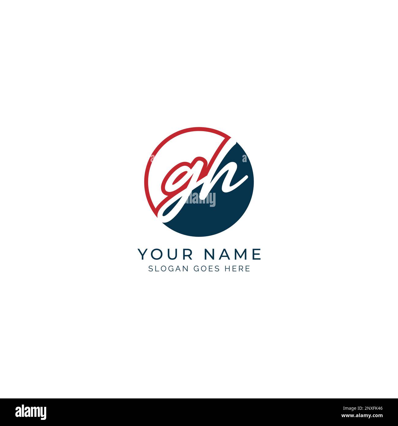 G H Gh Initial Letter Handwritten And Signature Vector Image Template In Round Shape Logo