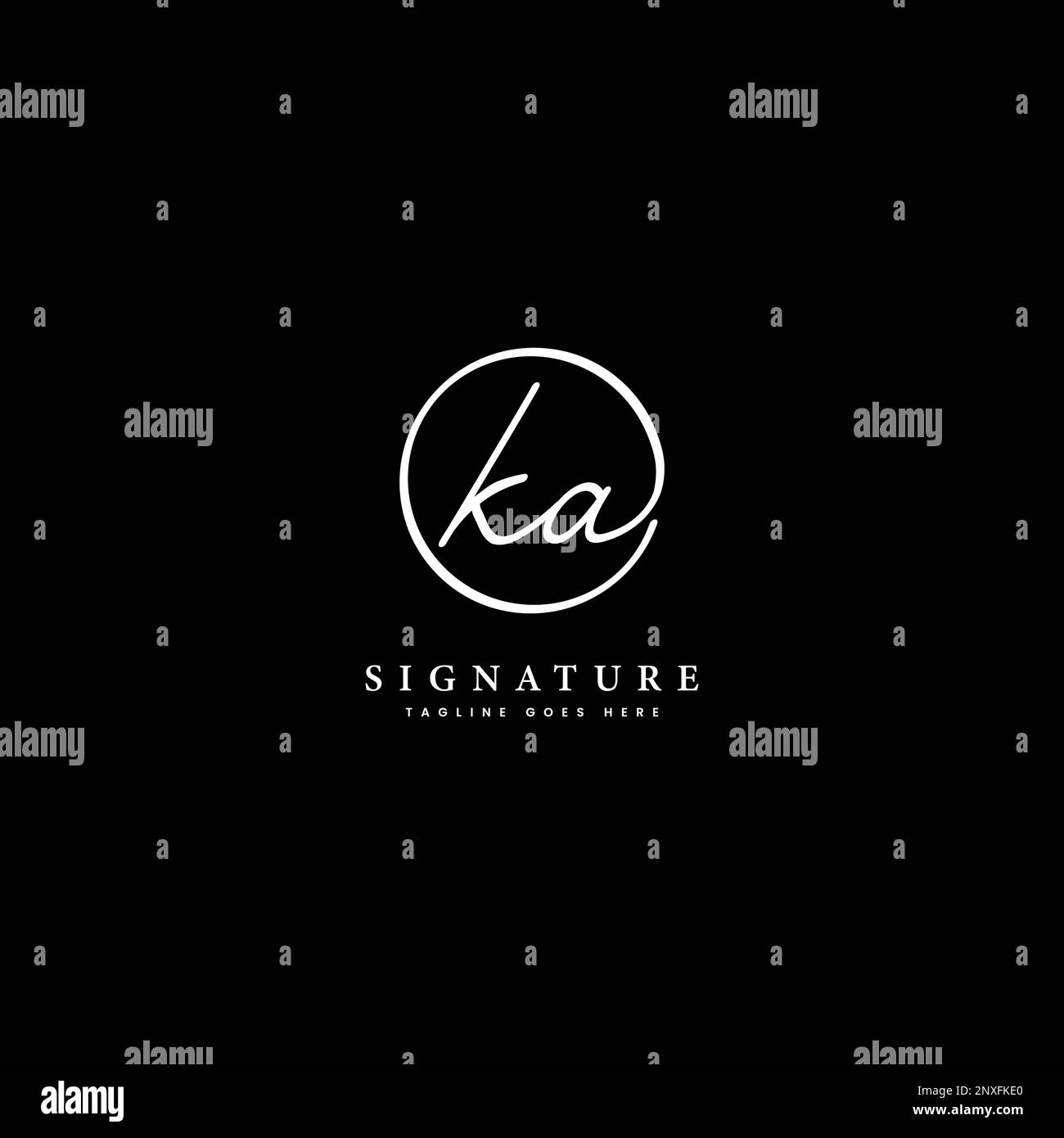 K, A, KA Initial letter handwritten and signature vector logo. Business template in round shape ...