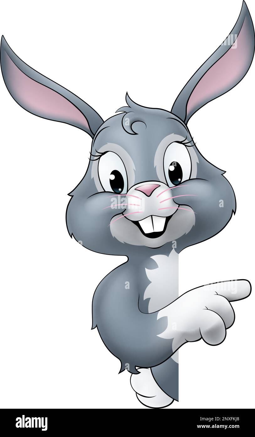 Easter Bunny Rabbit Cartoon Character Peeking Sign Stock Vector Image ...