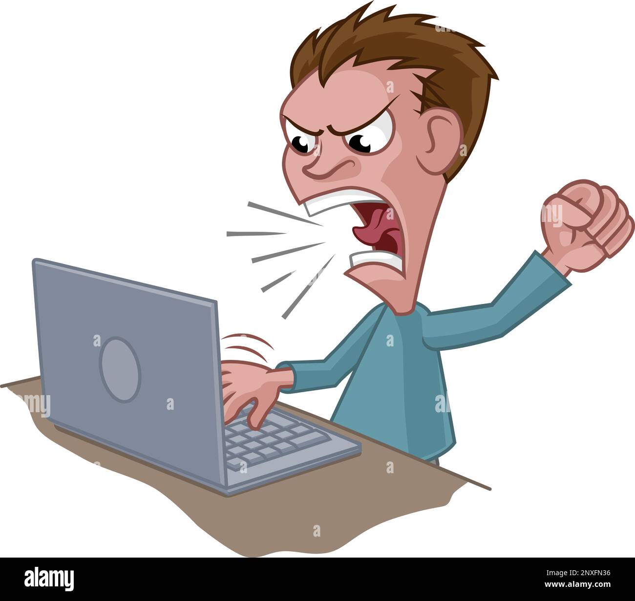 Mad Cartoon On Computer