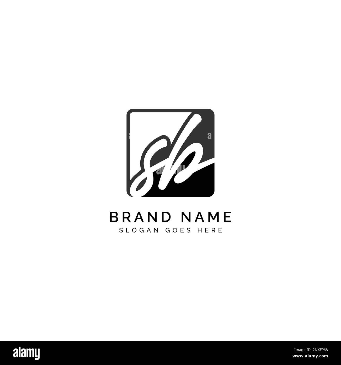 S, B, SB Initial letter handwritten and signature vector image template ...