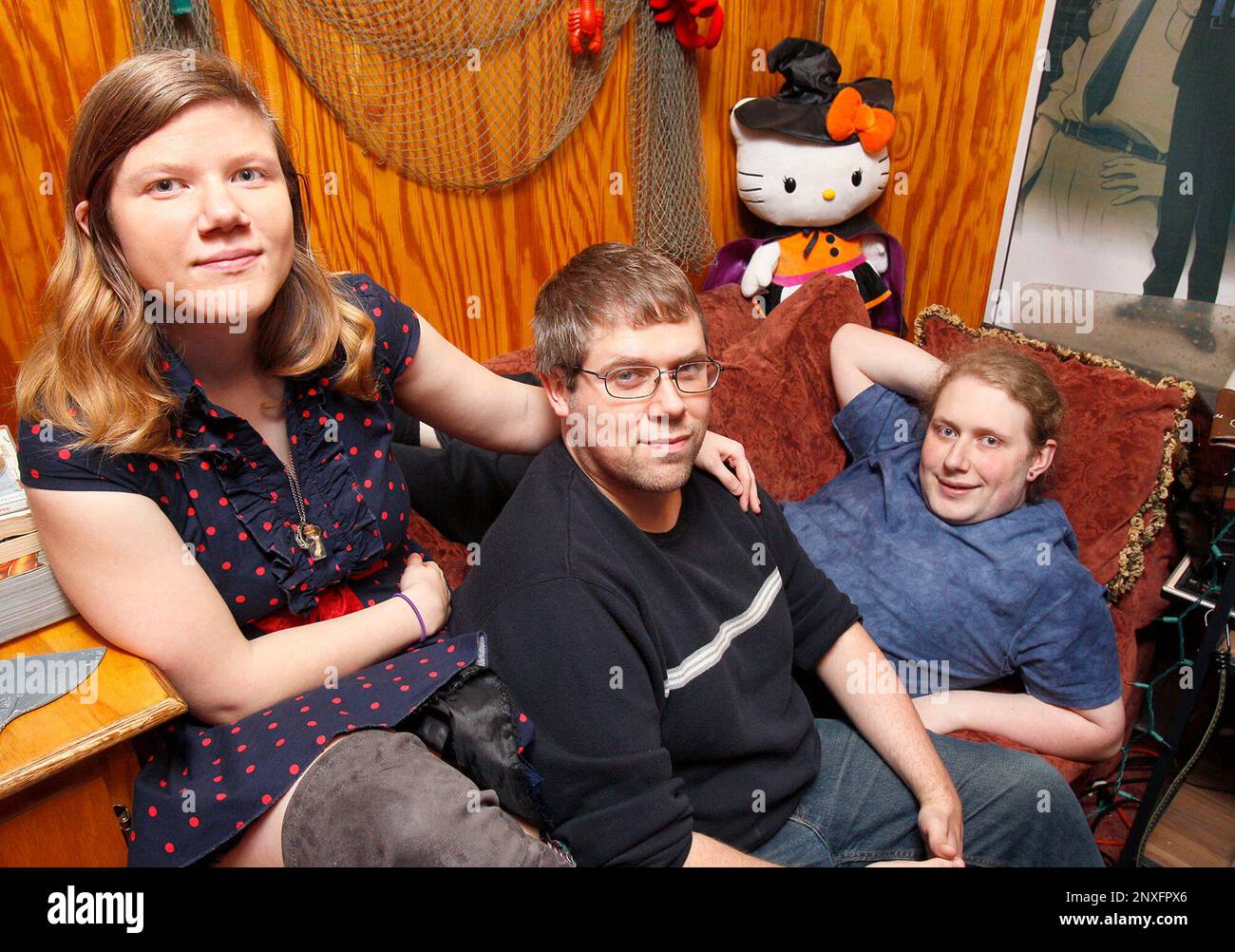 In this Jan. 23, 2018 photo, the Charron siblings pose in their parent ...