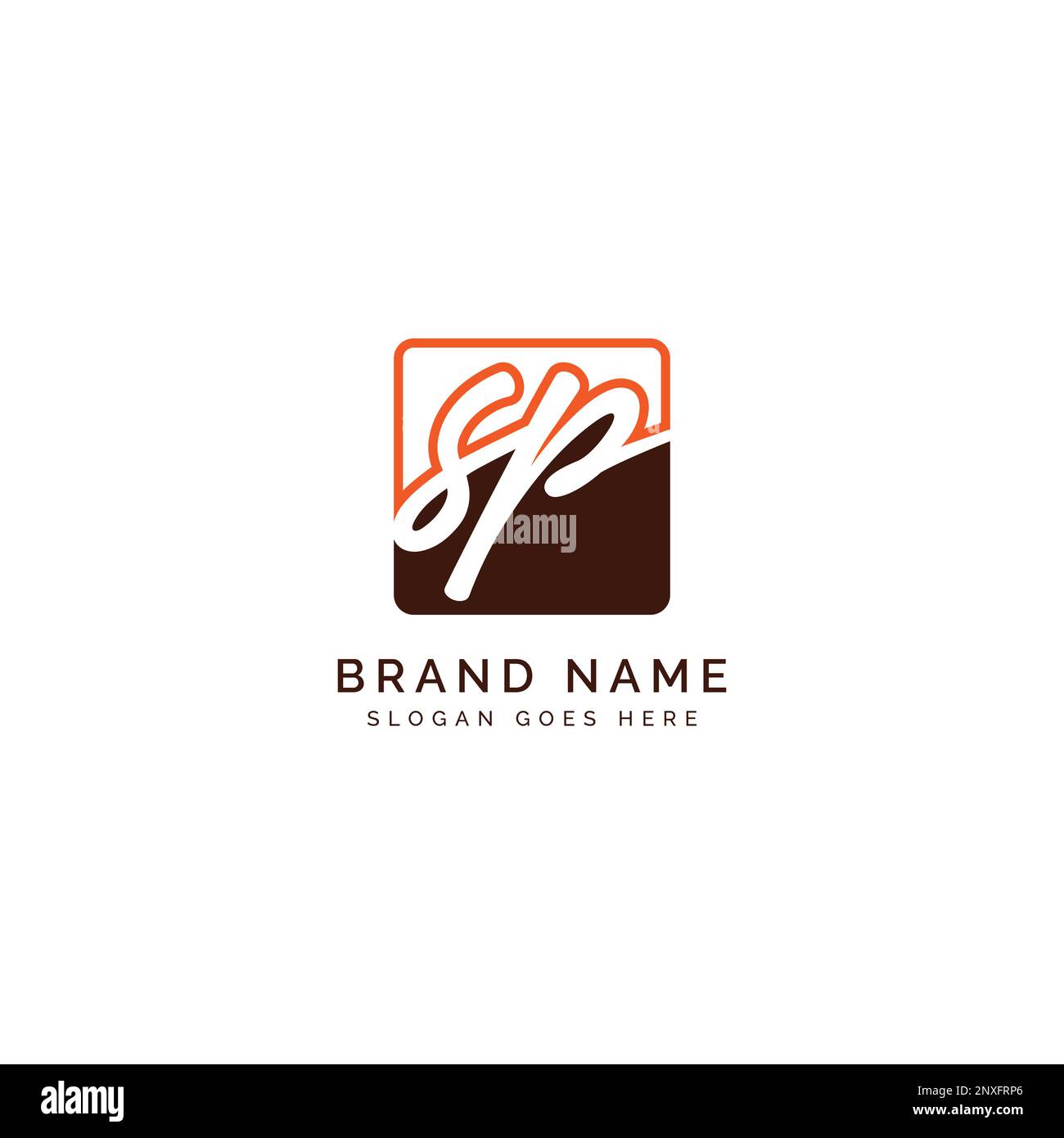 S P Sp Initial Letter Handwritten And Signature Vector Image Template In Square Shape Logo