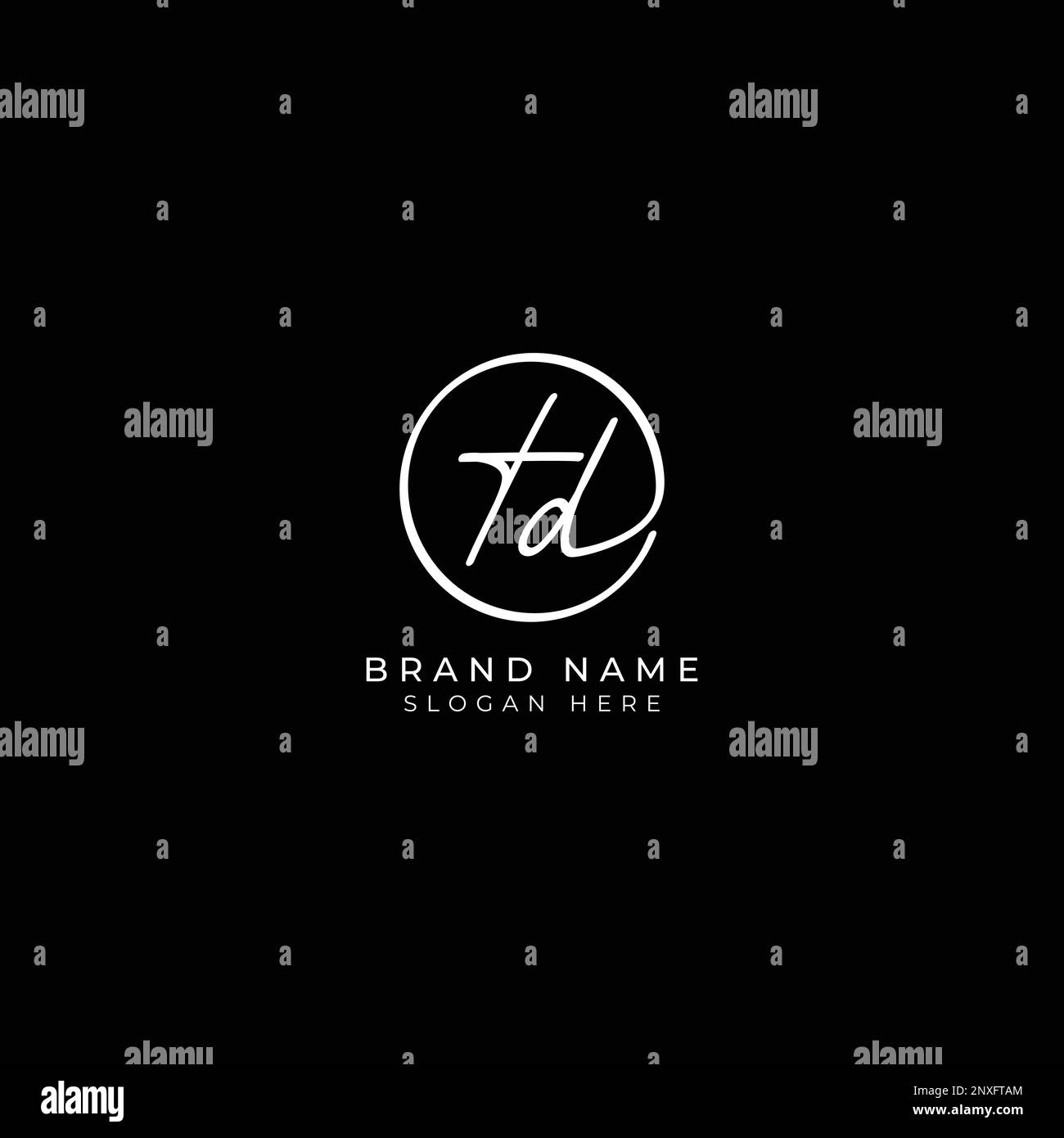 T, D, TD Initial letter handwritten and signature vector logo. Business ...