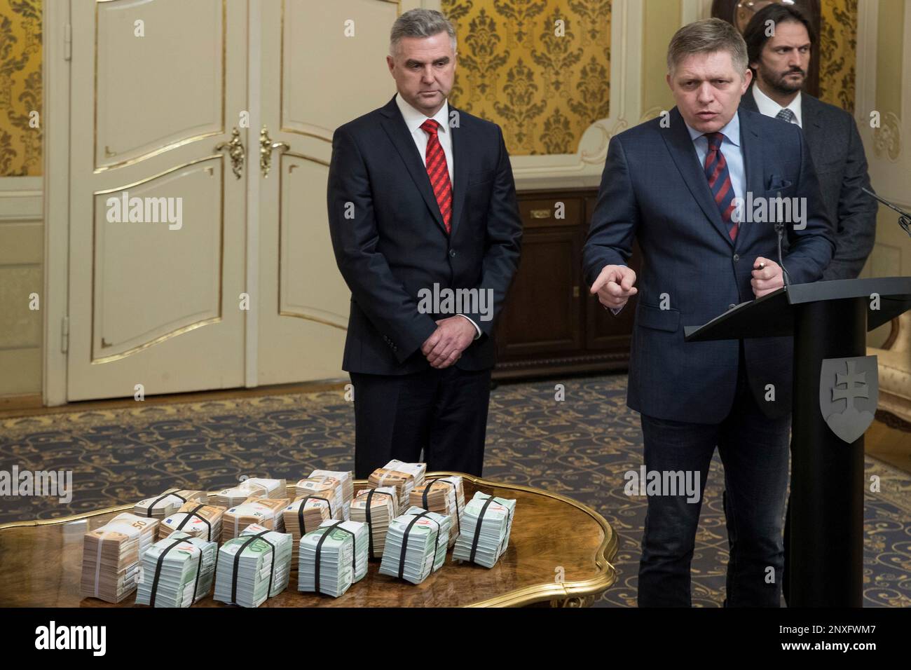 Slovak Police President Tibor Gaspar, left, and Slovak Interior ...